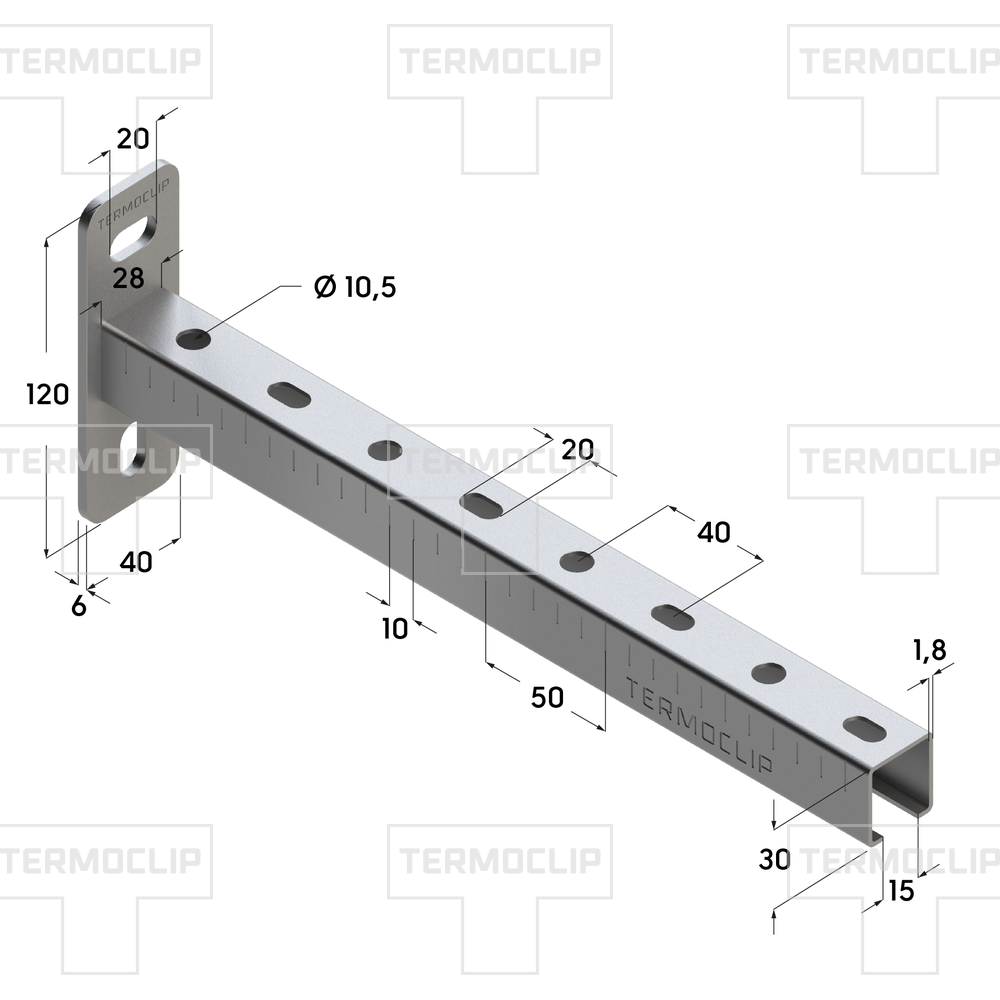 Монтажная консоль TCA 28х30x1,8 Termoclip